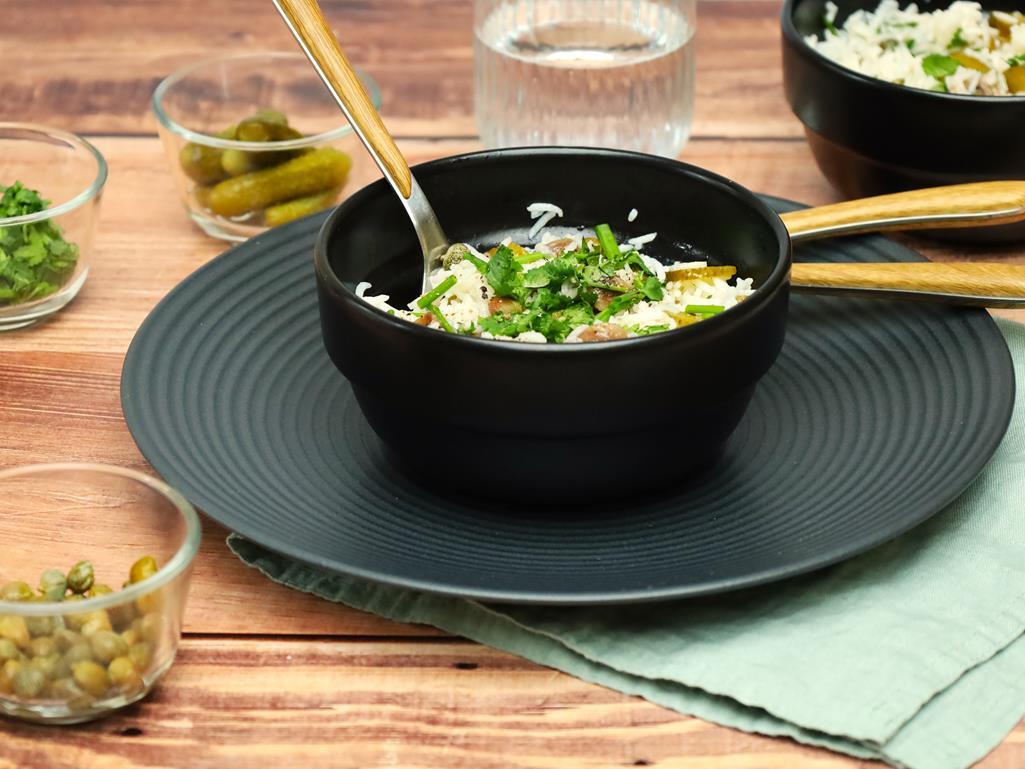 Salade de riz vinaigré aux cornichons et aux câpres - Mes diabêtises ...